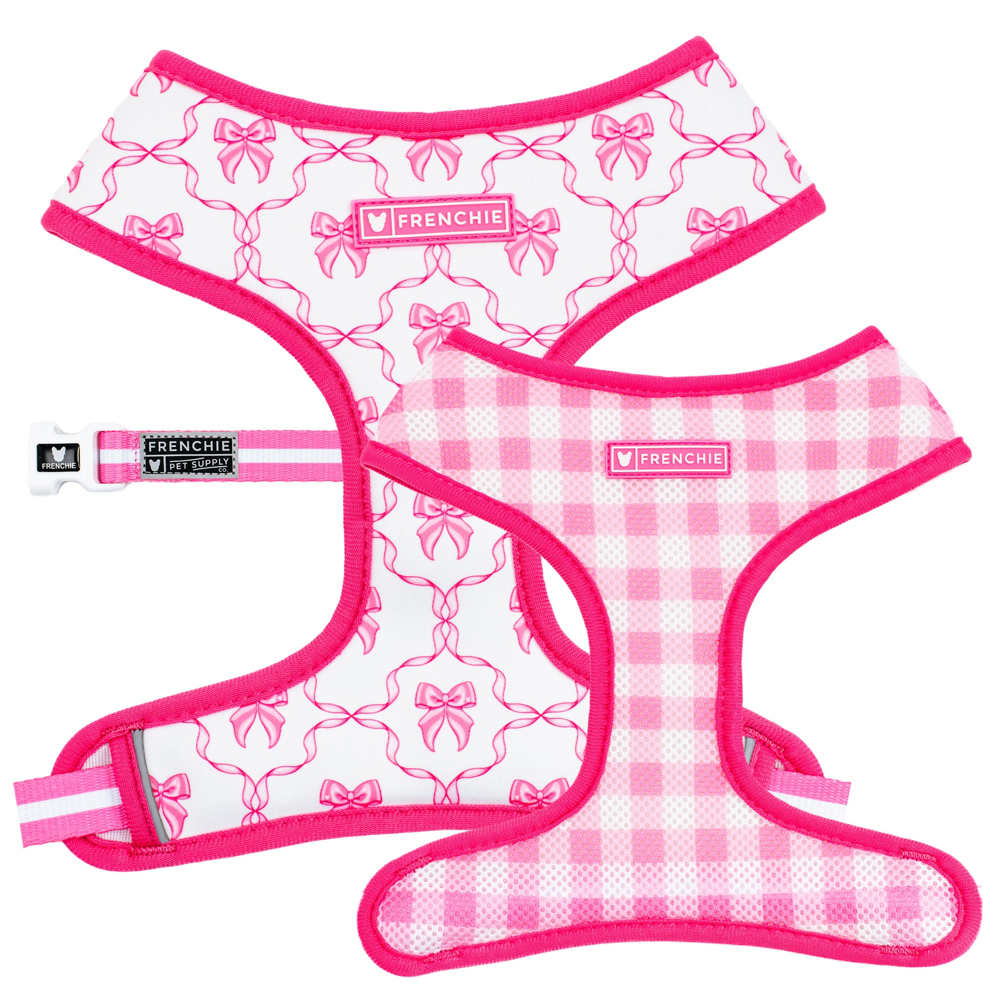 Frenchie Duo Reversible Harness - Pink Bows – Frenchie Bulldog
