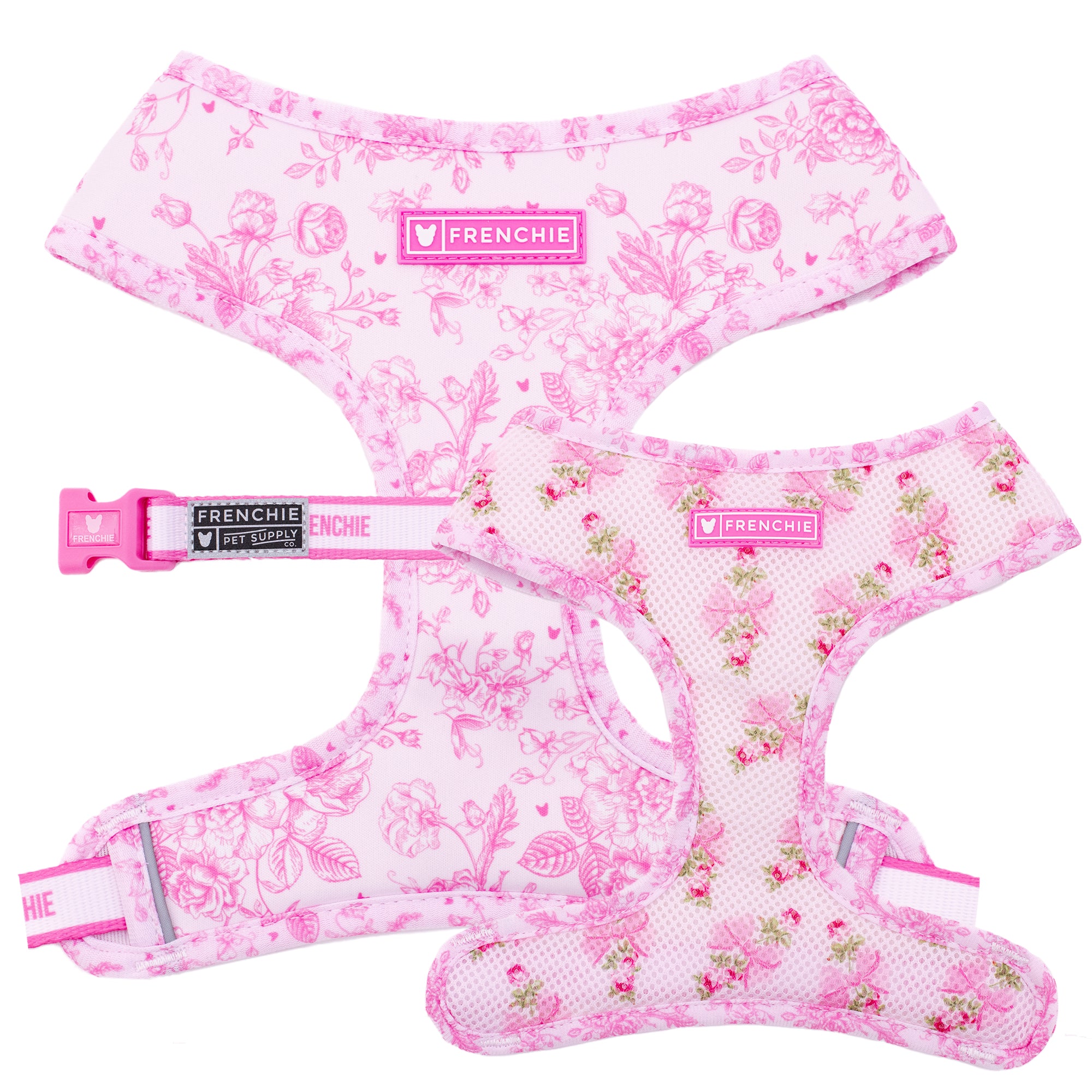 Frenchie Duo Reversible Harness - Toile- Pink – Frenchie Bulldog