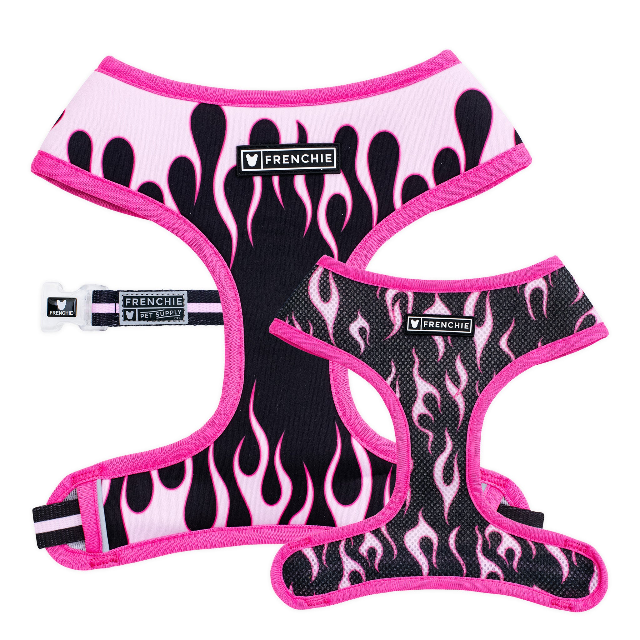Frenchie Duo Reversible Harness - Flames (Pink) – Frenchie Bulldog