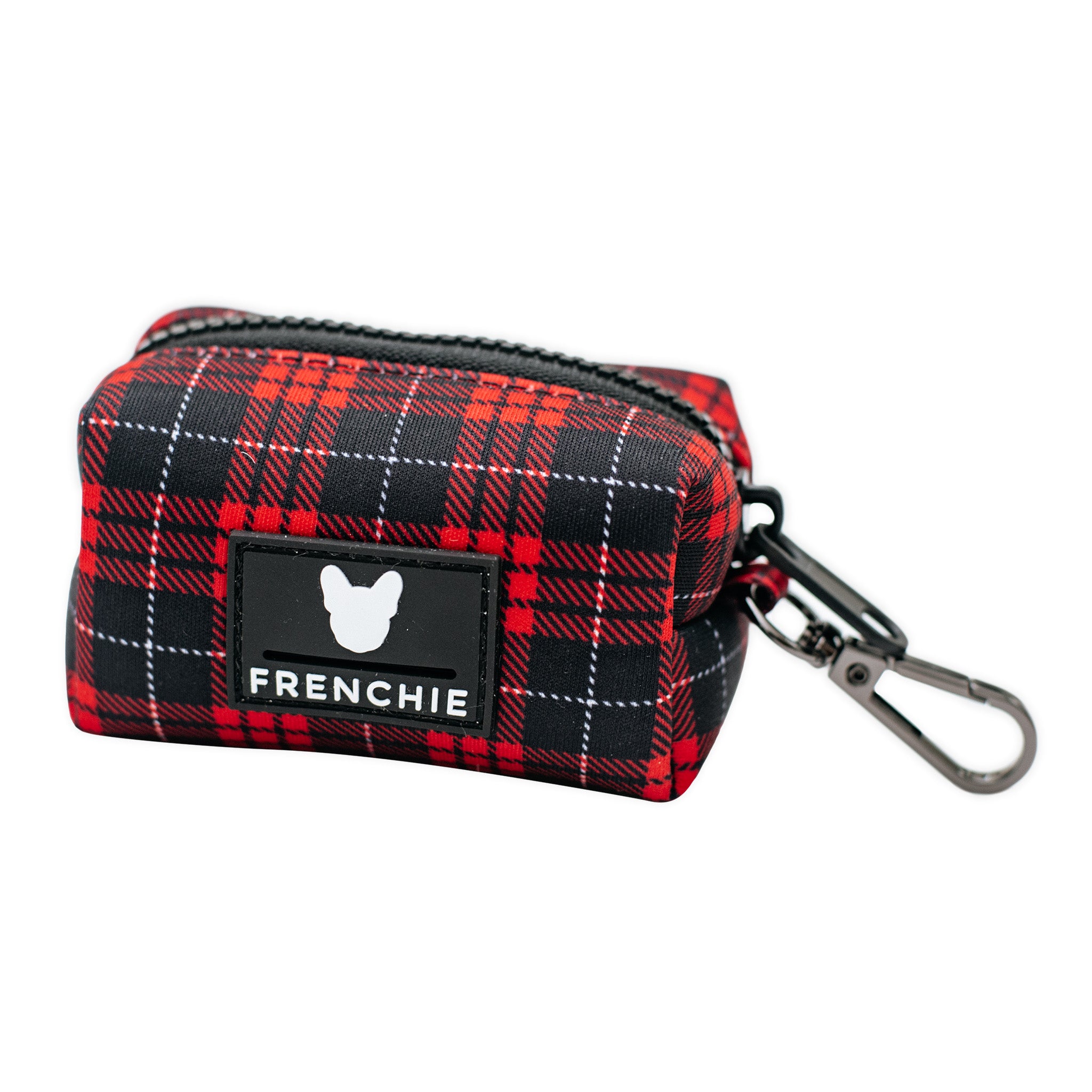 Red Tartan Frenchie Poo Bag Holder | Frenchie Bulldog